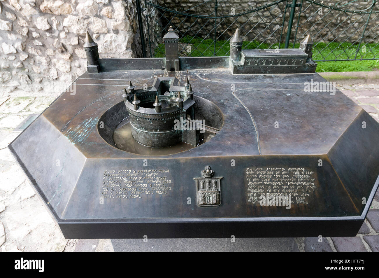 A small scaled model showing the medieval built barbican surrounded by ...