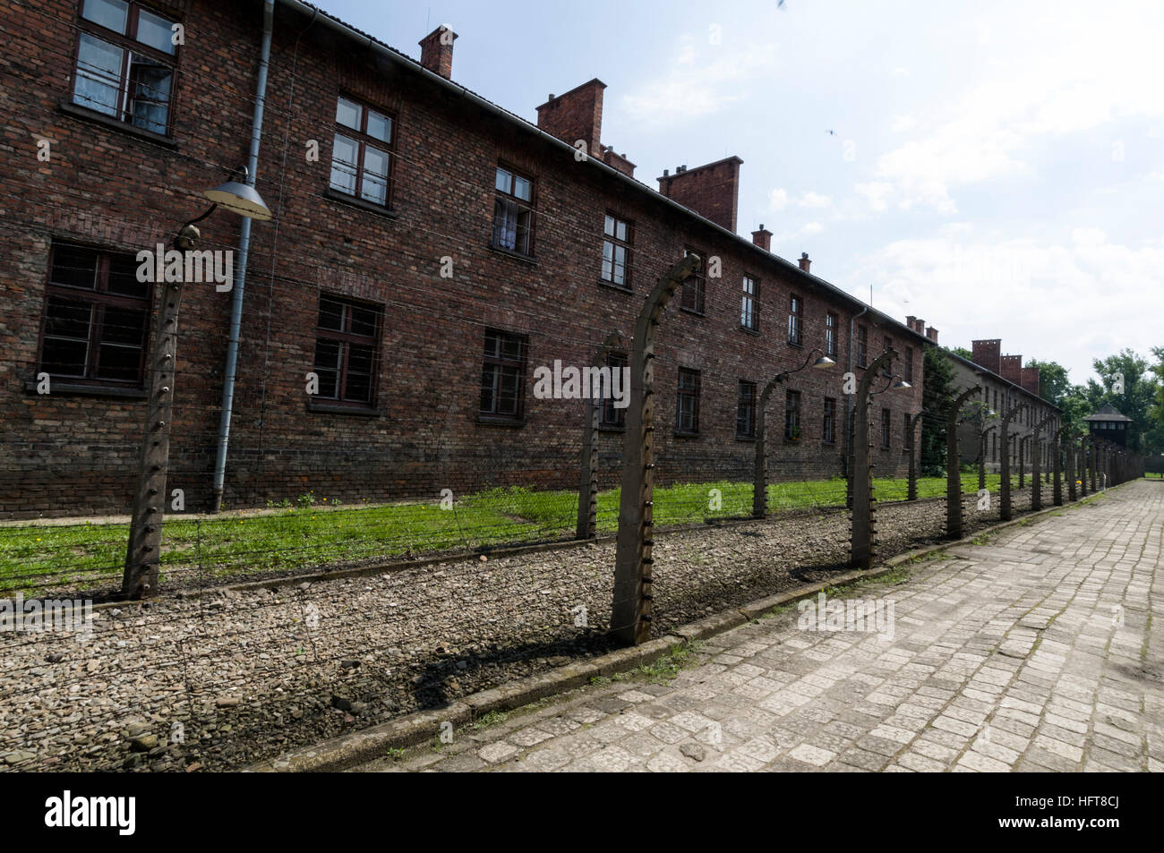 A brick accommodation block for the prisoners at Auschwitz Birkenau ...