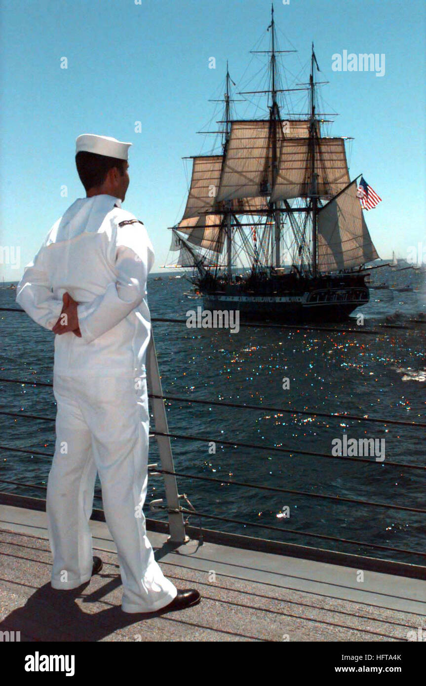 A Sailor mans the rail aboard U.S. Navy destroyer USS Ramage (DDG 61 ...