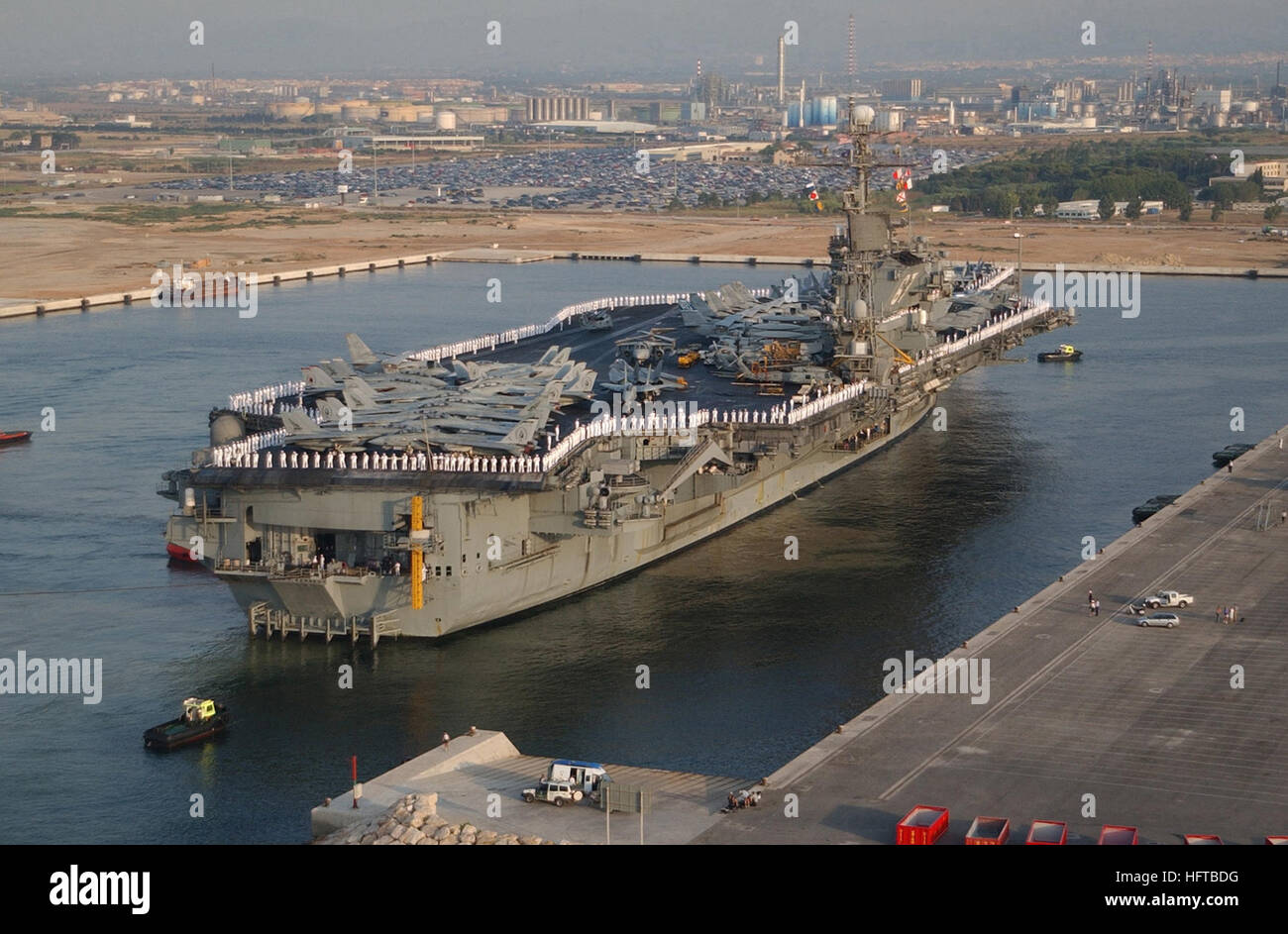 High-angle, starboard side, stern view of the US Navy (USN) Aircraft ...