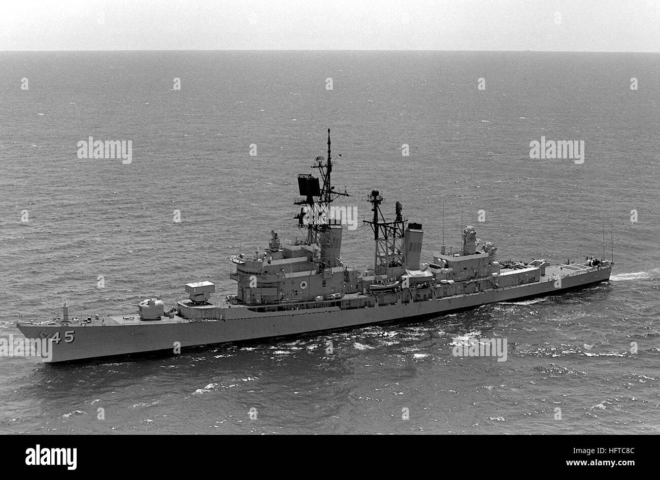 A port beam view of the guided missile destroyer USS DEWEY (DDG-45 ...