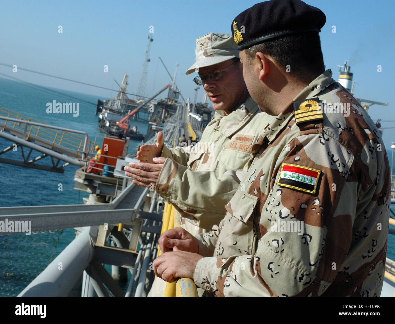 An Iraqi naval officer visits the Al Basra Oil Terminal in the North ...