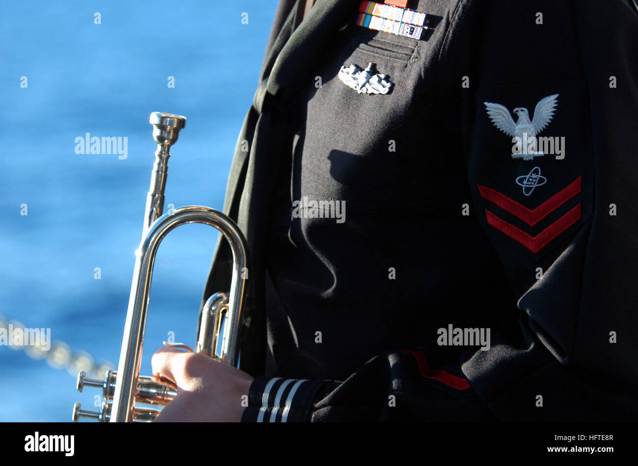 070130-N-0555B-018 Pacific Ocean (Jan. 30, 2007) - His trumpet polished ...