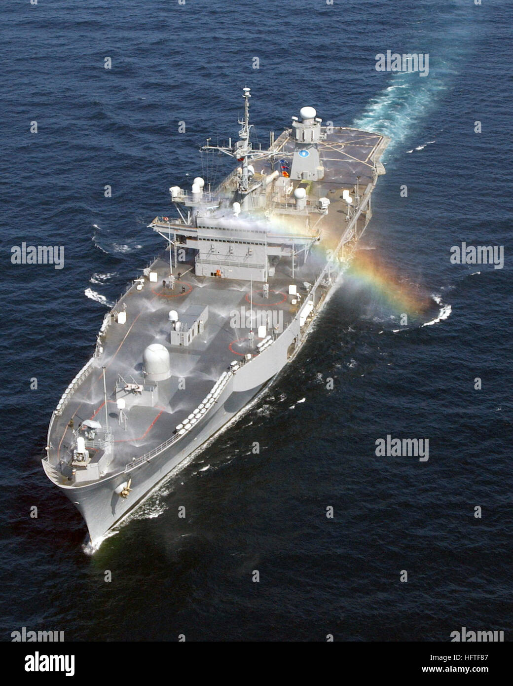 Aerial port bow view of the US Navy (USN) Blue Ridge Class: Command ...