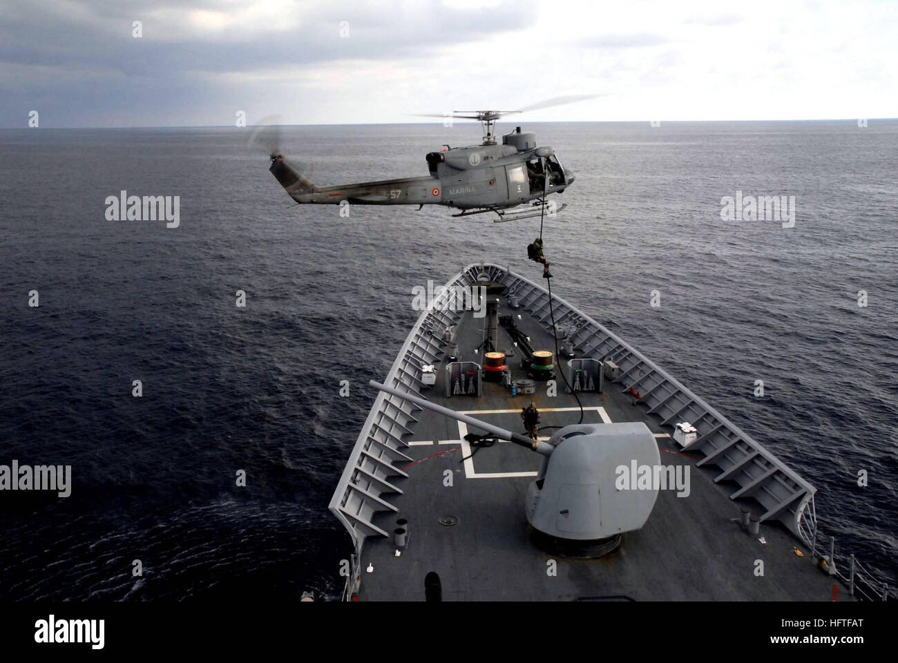 VBSS team from Italian frigate ITS Maestrale (F570) fast ropes onto USS ...