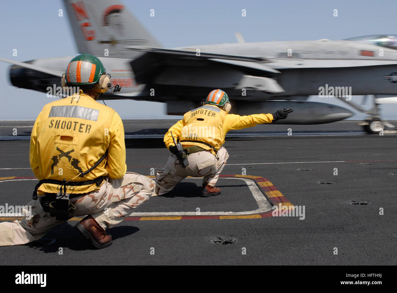 070313-N-8157C-001 ARABIAN SEA (March 13, 2007) - Flight deck officers ...