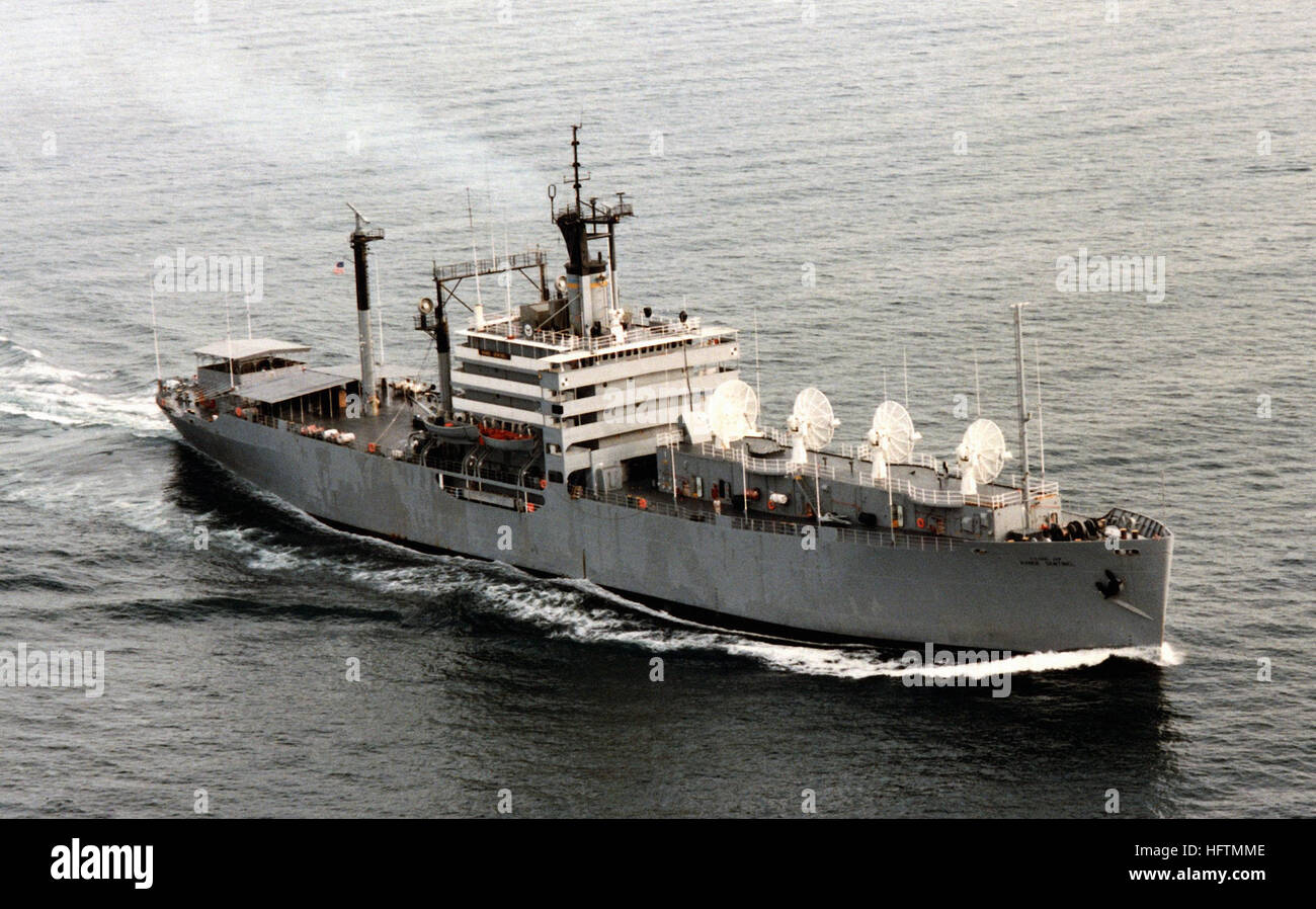 Aerial starboard bow view of the Victory class missile range ...