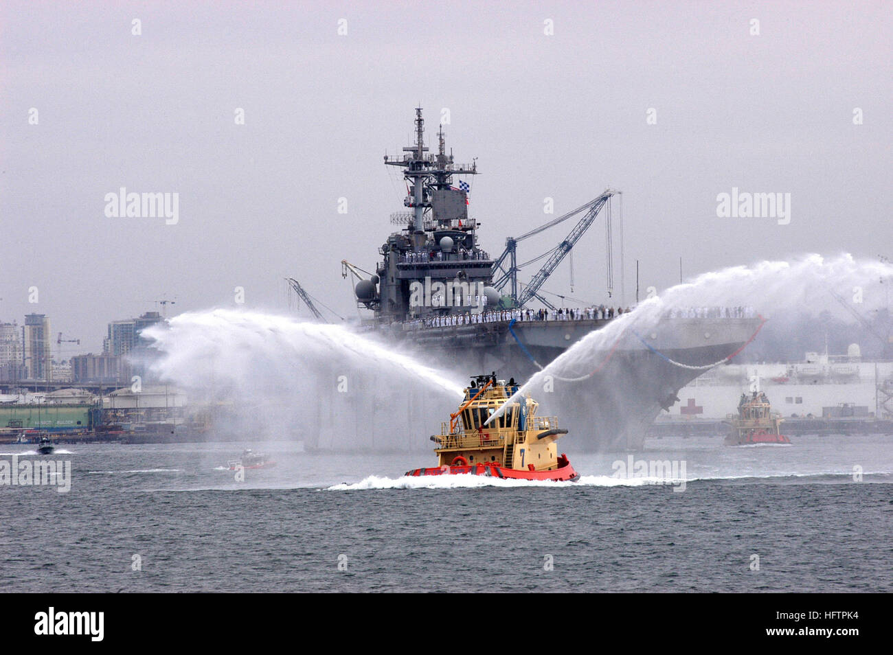070531-N-8327R-071 SAN DIEGO (May 31, 2007) - Tugboats spray arches of ...