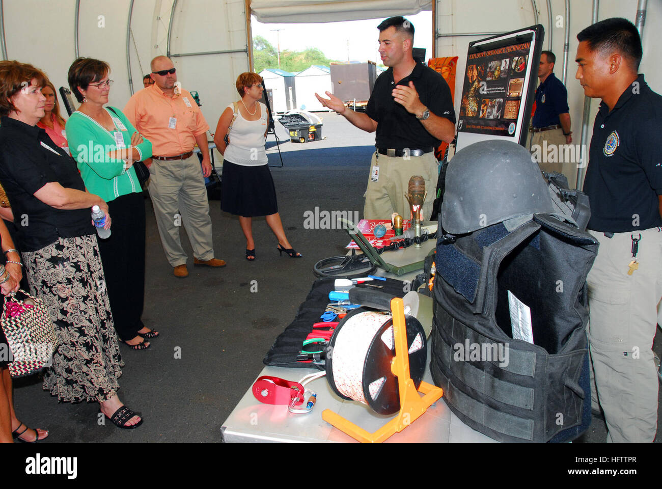 Explosive Ordnance Disposal technicians demonstrate ordnance disposal ...