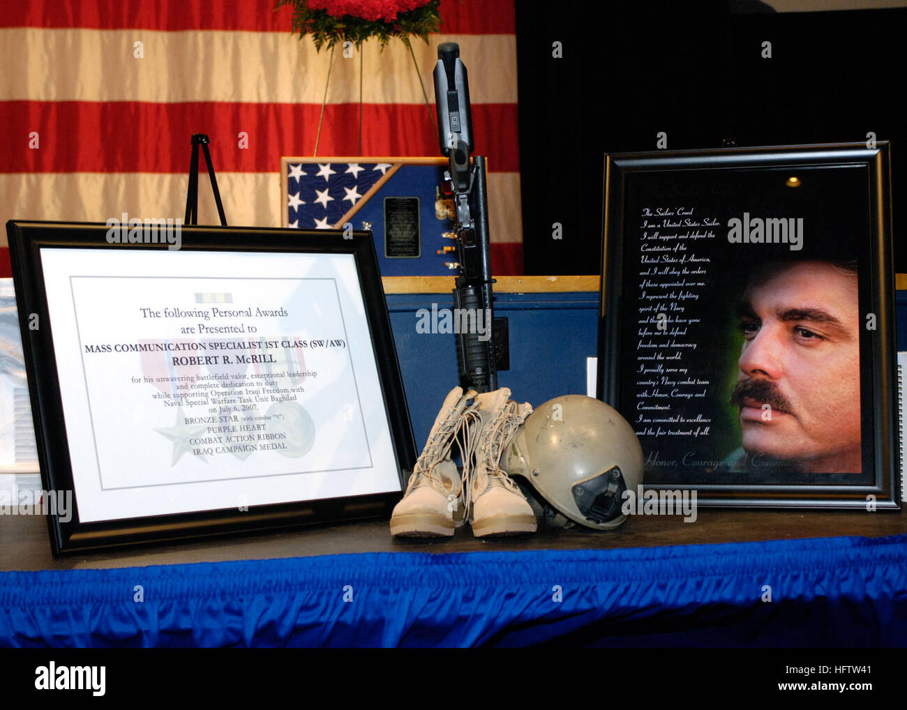 070718-N-8949D-002 Displays honoring fallen Sailors are laid out prior ...