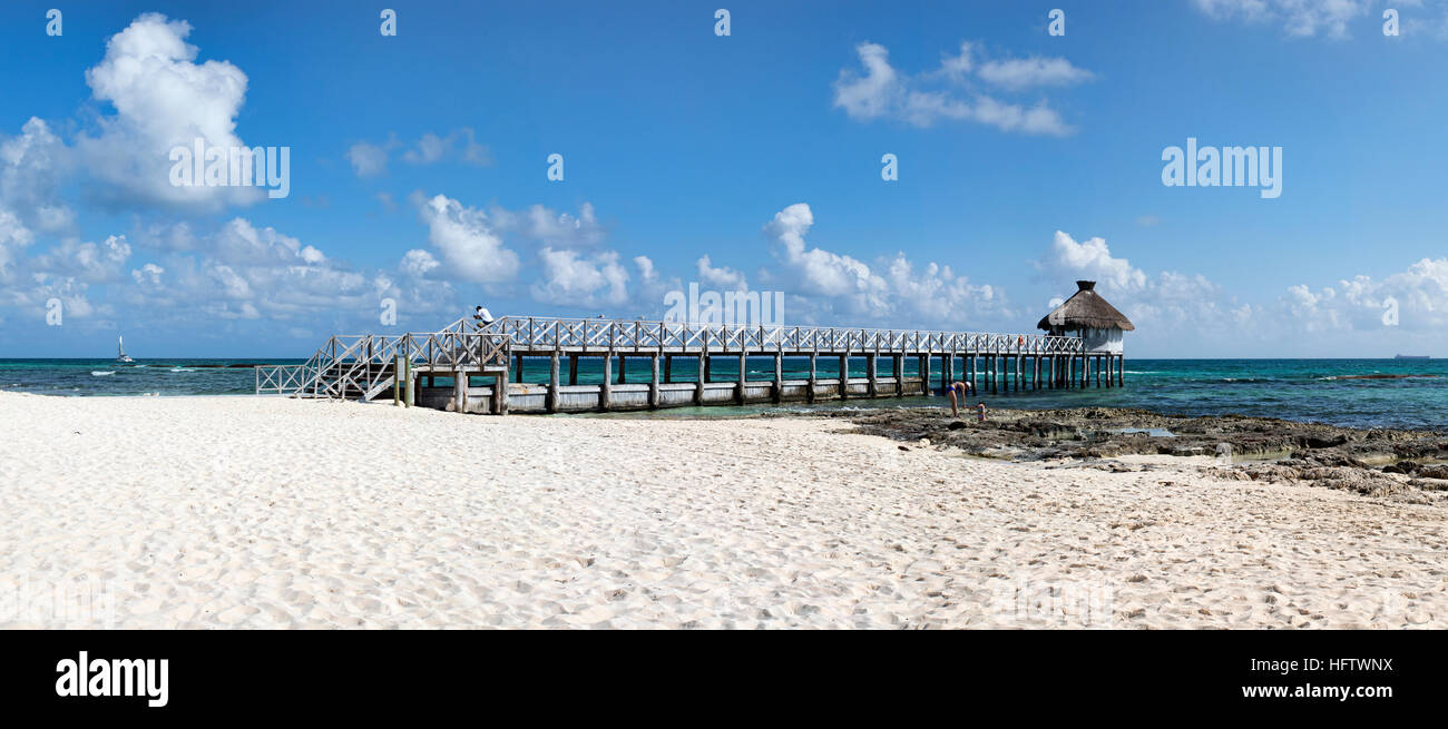 Mexico Caribbean Ocean beach pier vacation. Luxury resort Mexican Mayan ...