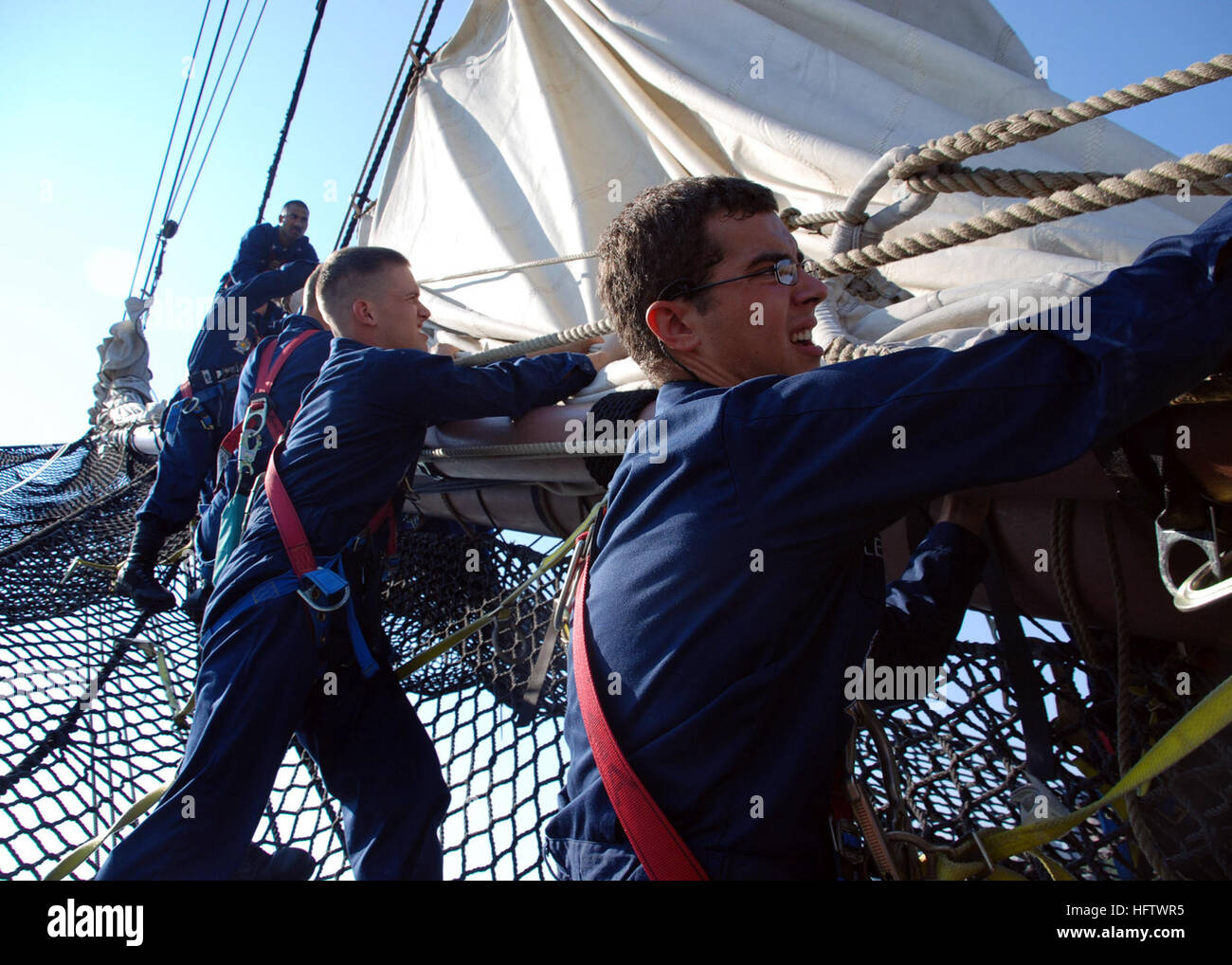 070801-N-2385B-001 bowsprit, Seaman Apprentice Andrew Lewis (right) and ...