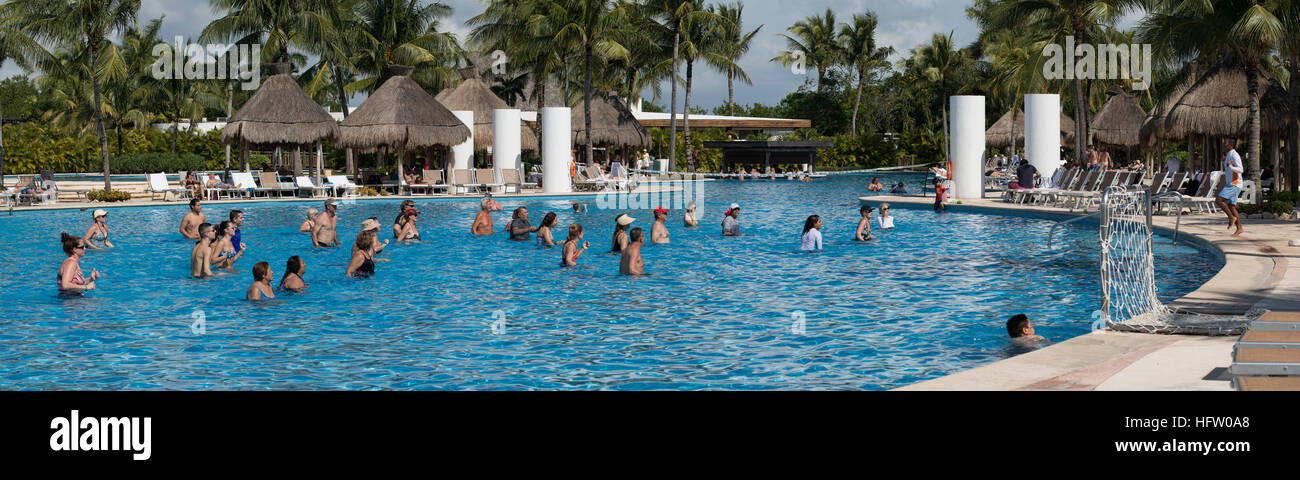 Tropical resort swimming pool Mexico. Luxury resort on Mexican Mayan ...
