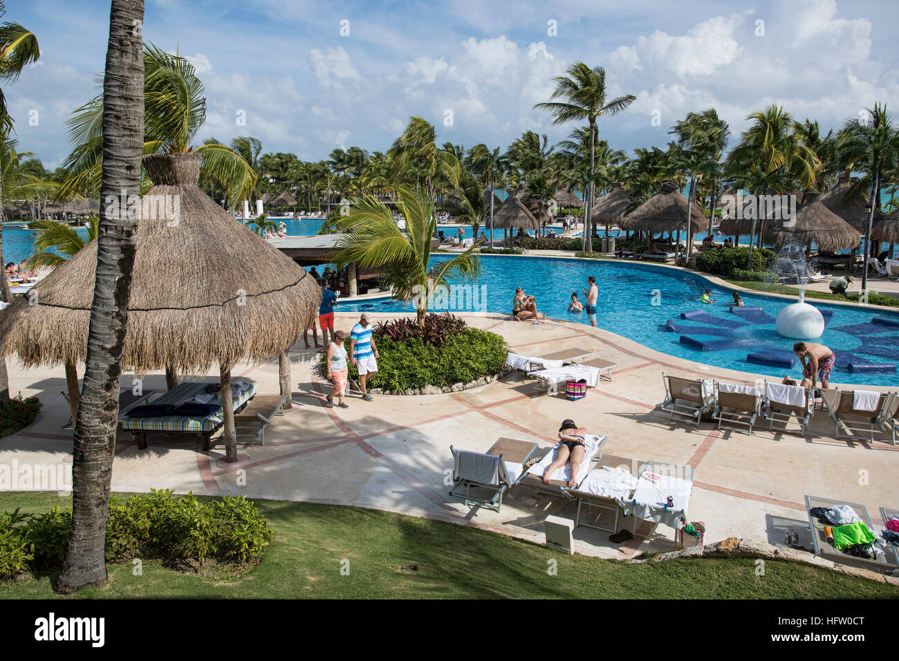 Tropical resort swimming pool Mexico. Luxury resort on Mexican Mayan ...