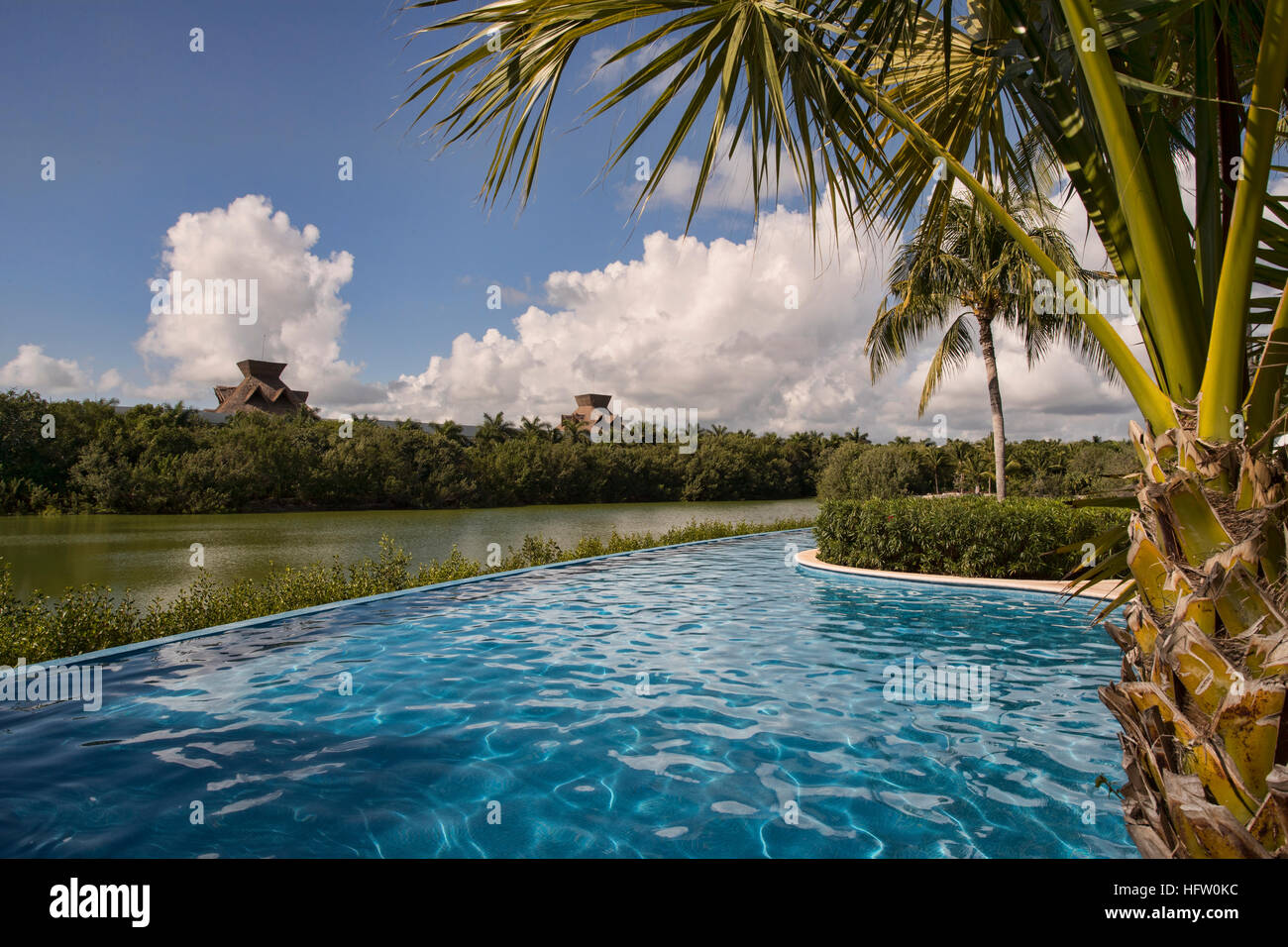 Tropical resort swimming pool Mexico. Luxury resort on Mexican Mayan ...