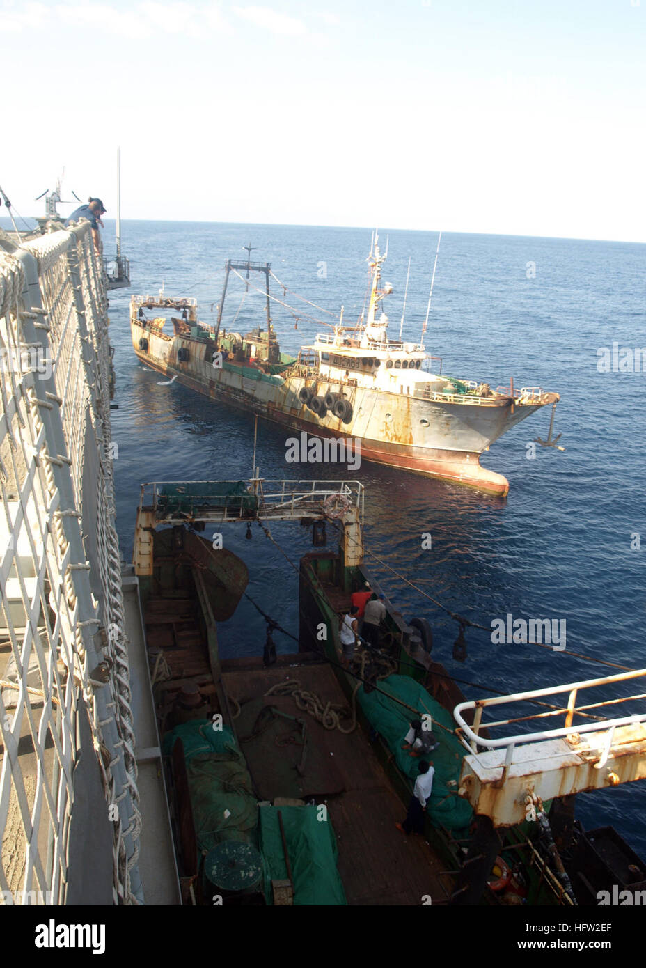 The Tanzanian fishing trawler Manuvo II departs after receiving fuel ...