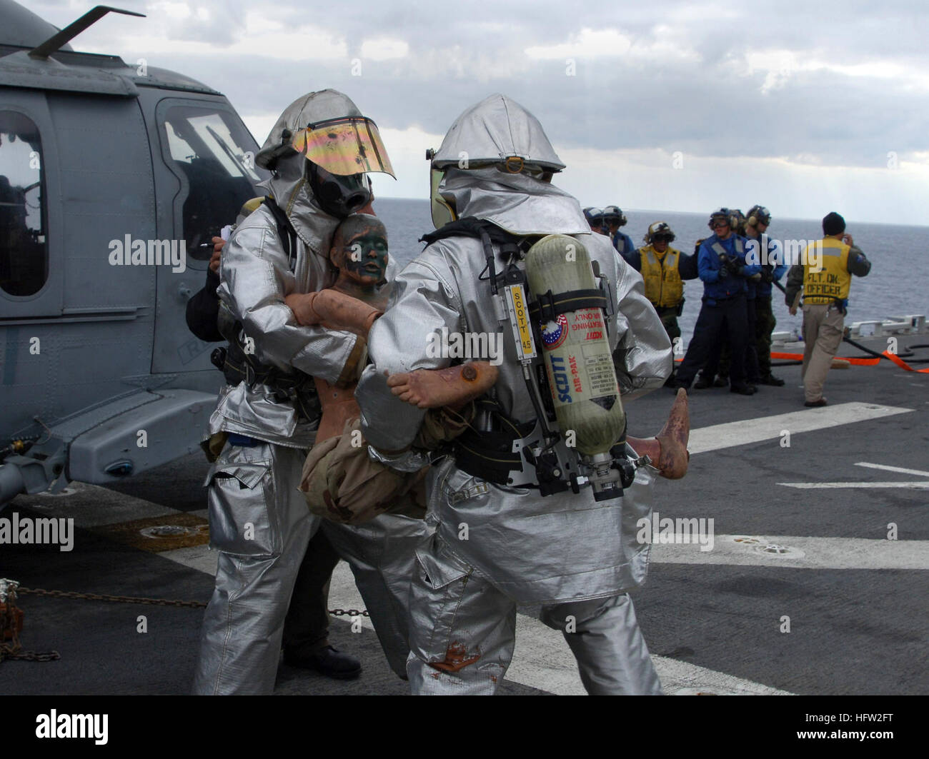 Simulated flight deck fire drill hi-res stock photography and images ...