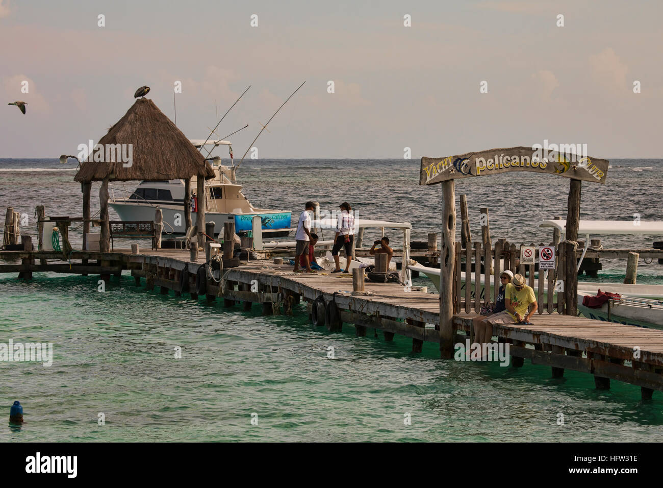 Mexico Riviera fishing pier sports boat harbor marina. Town, marina and ...