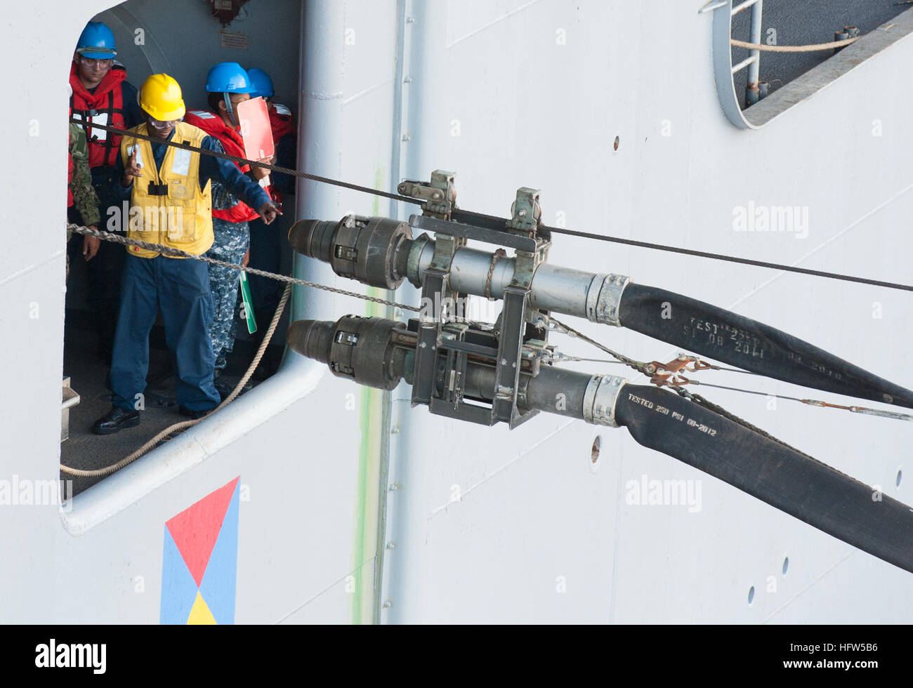 ATLANTIC OCEAN (Oct. 29, 2013) Sailors prepare to receive a refueling ...