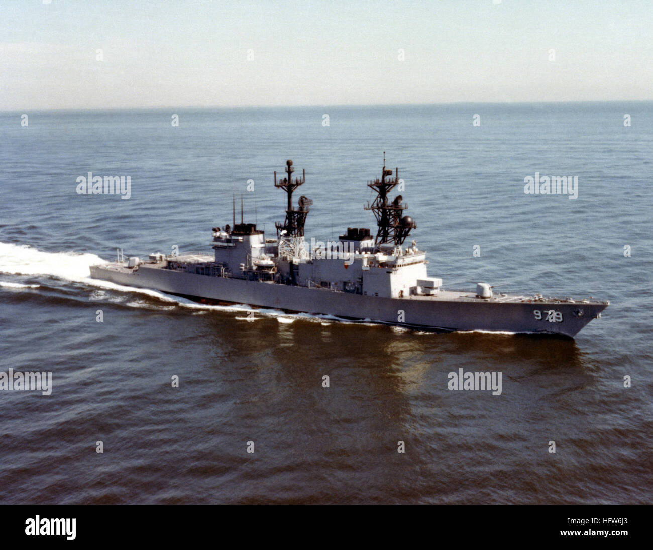 An aerial starboard bow view of the destroyer USS CONOLLY (DD 979 ...