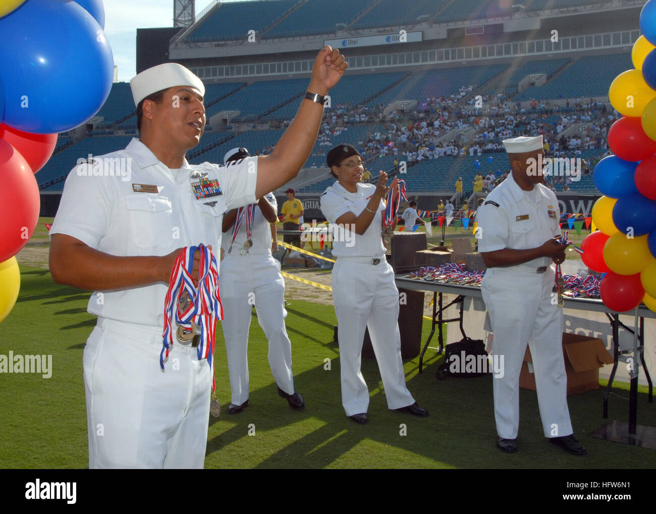 Naval Station Mayport Sailors cheer for children participating in the ...