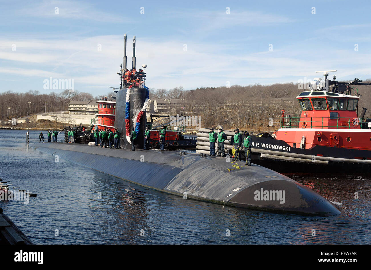 The Los Angeles class attack submarine USS Annapolis returns from a six ...
