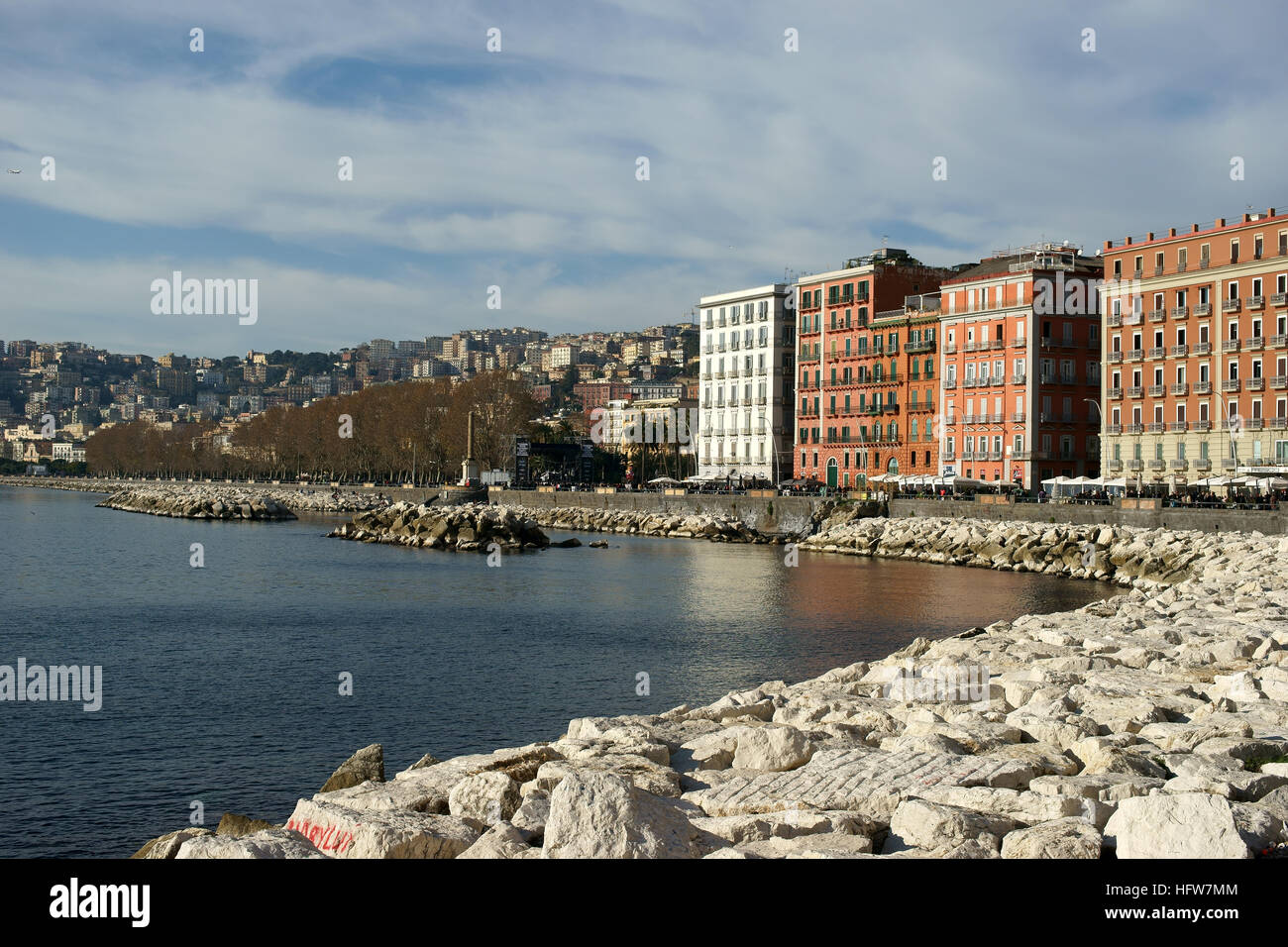 Via Caracciolo - Panorama of Naples and bay, Italy Stock Photo - Alamy