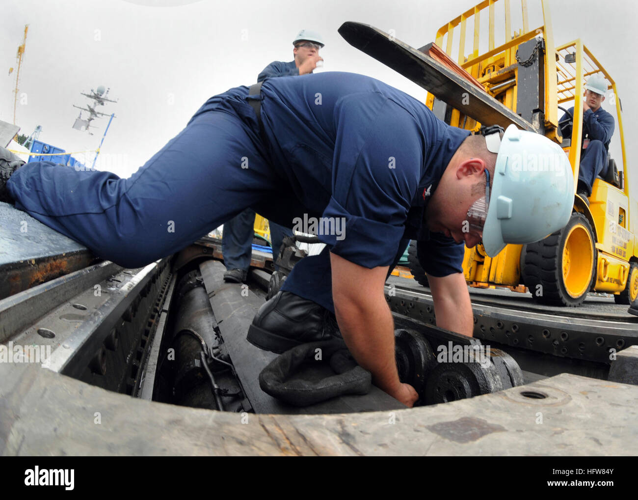 Us navy flight deck tractor hi-res stock photography and images - Alamy