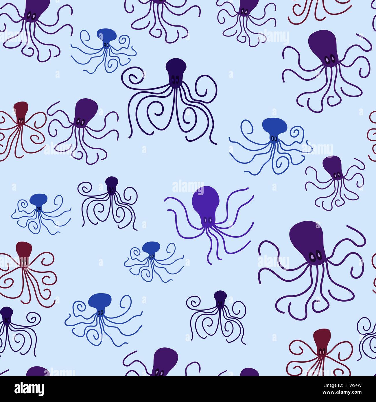 abstract vector underwater seamless background with octopuses Stock ...