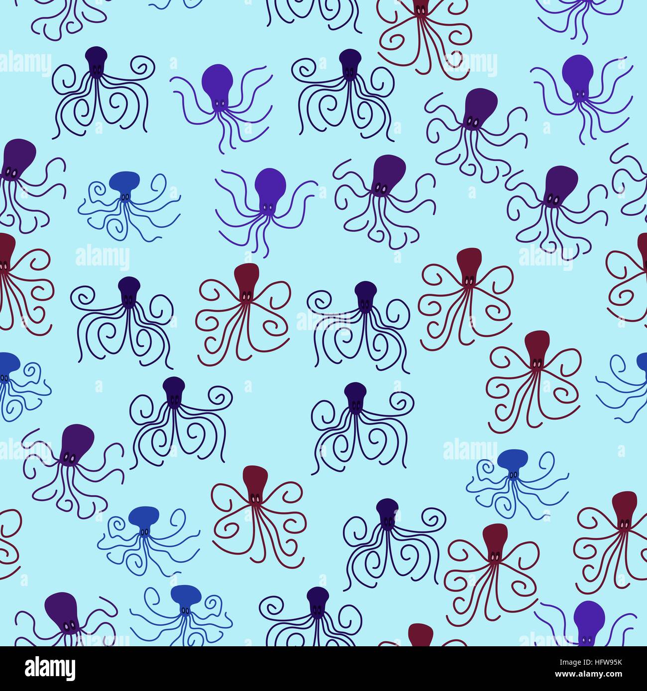 abstract vector underwater seamless background with octopuses Stock ...