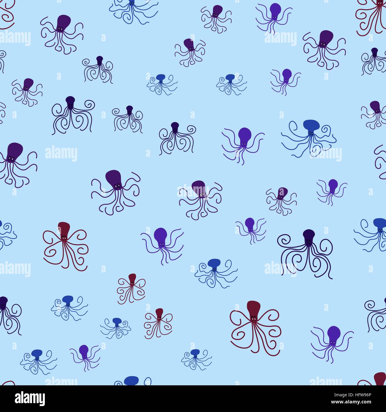 abstract vector underwater seamless background with octopuses Stock ...