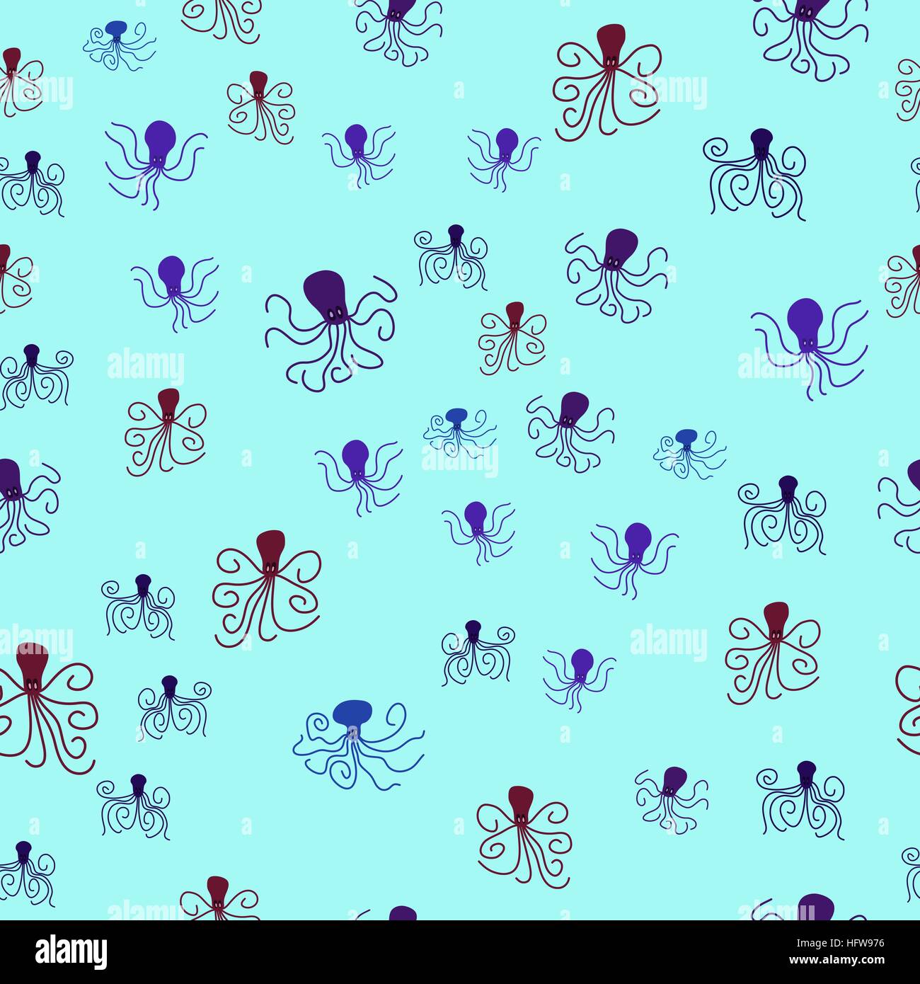 abstract vector underwater seamless background with octopuses Stock ...