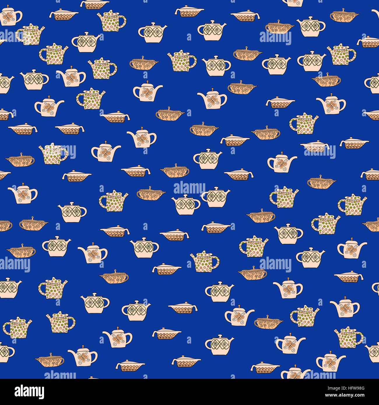 abstract vector doodle tea pot seamless pattern Stock Vector Image ...