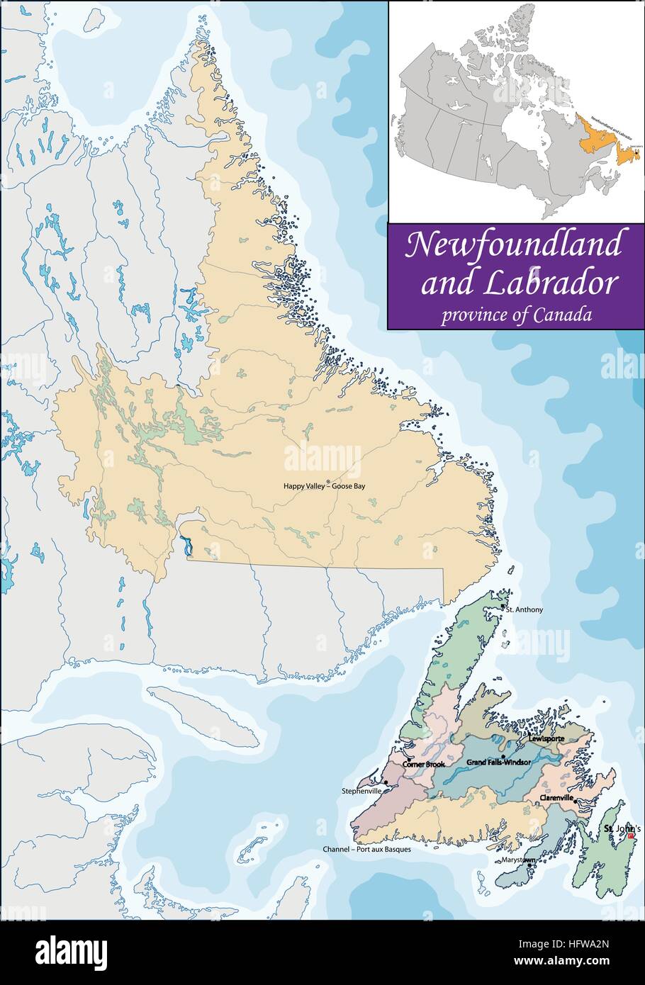Avalon peninsula map hi-res stock photography and images - Alamy