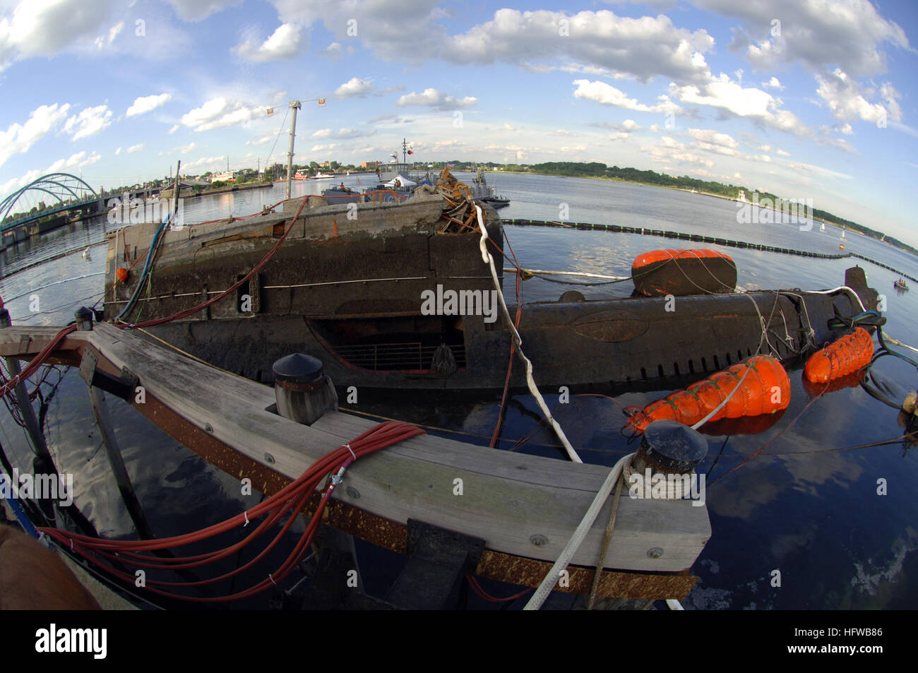 The former Soviet submarine Juliett 484 is raised from the Providence ...
