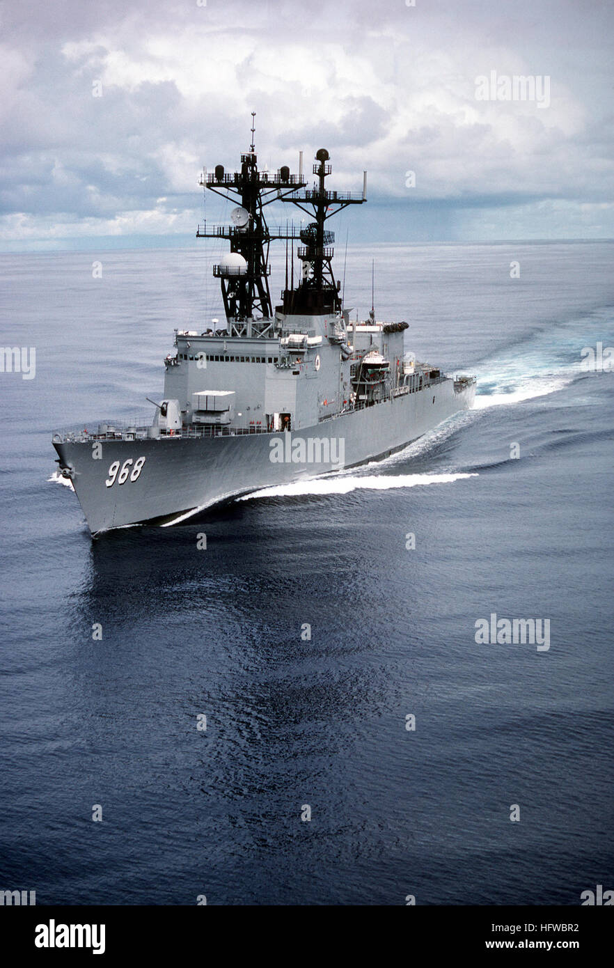 A port bow view of the destroyper USS ARTHUR W. RADFORD (DD-968 ...