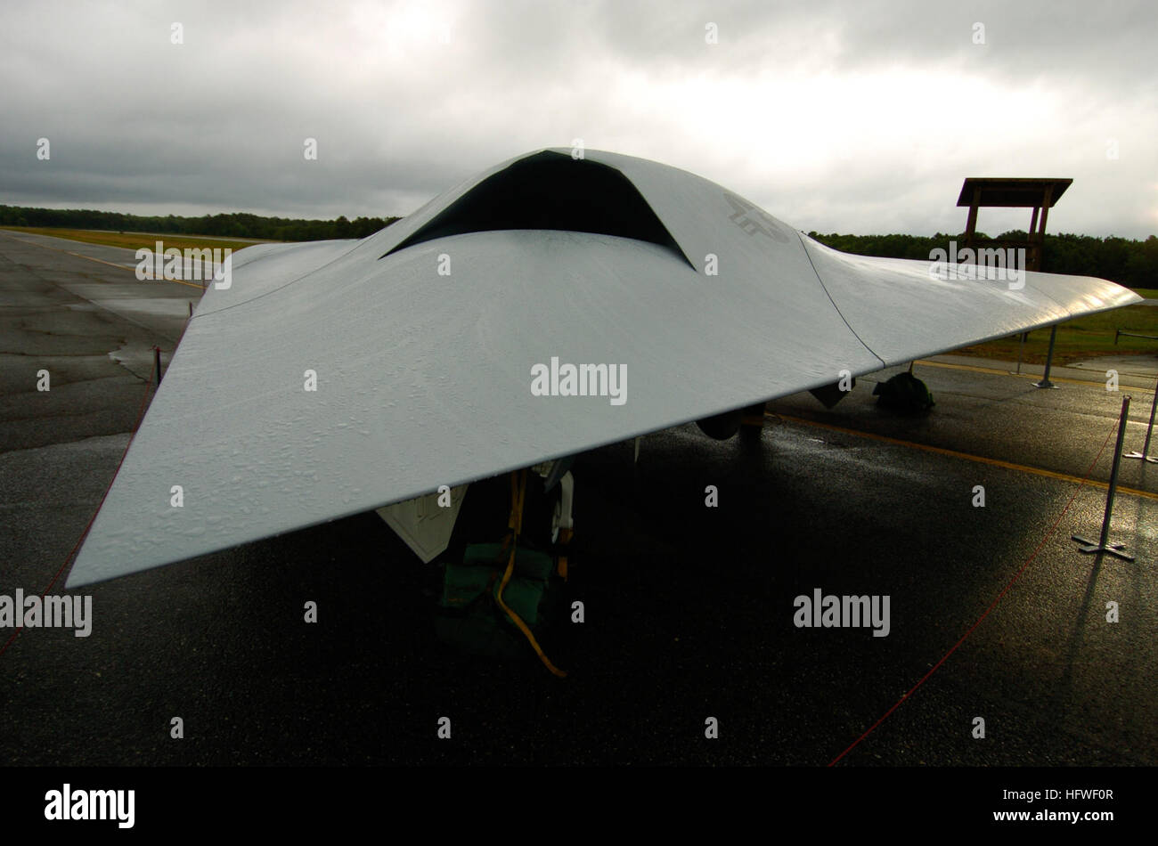 A full-scale X-45C J-UCAS unmanned aircraft is displayed at NAS ...