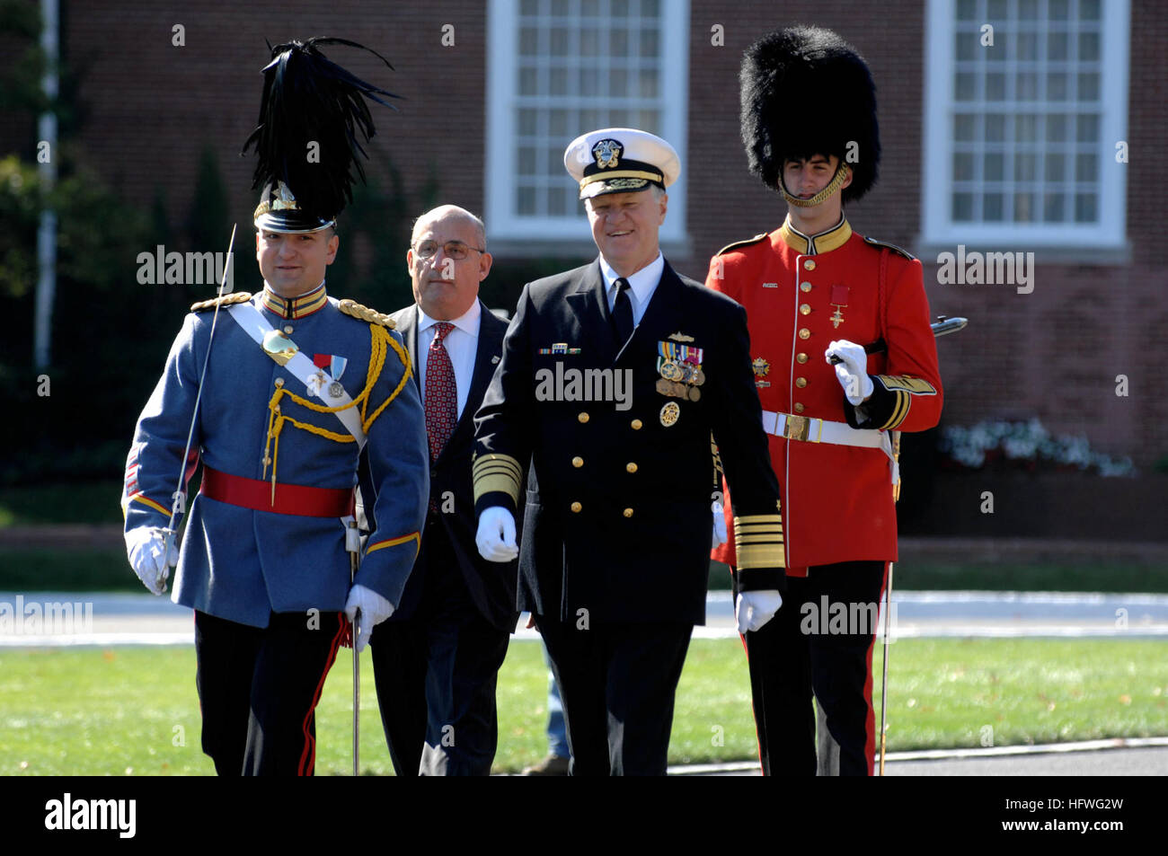 The Chief of Naval Operations reviews the Corps of Cadets during a pass ...