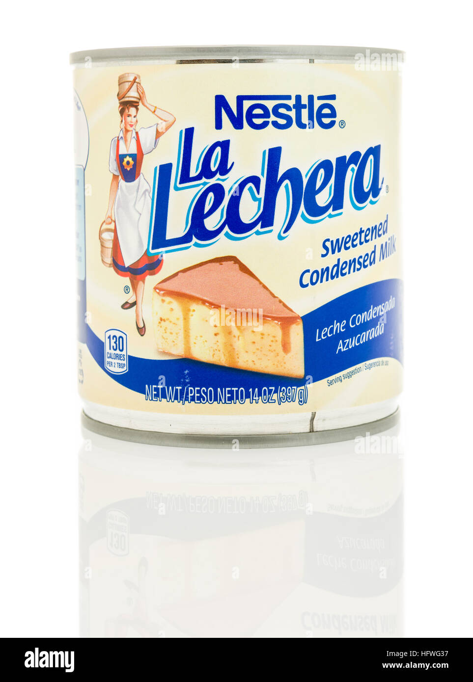 Winneconne, WI - 2 November 2016: Can of Nestle La Lechera sweetened ...