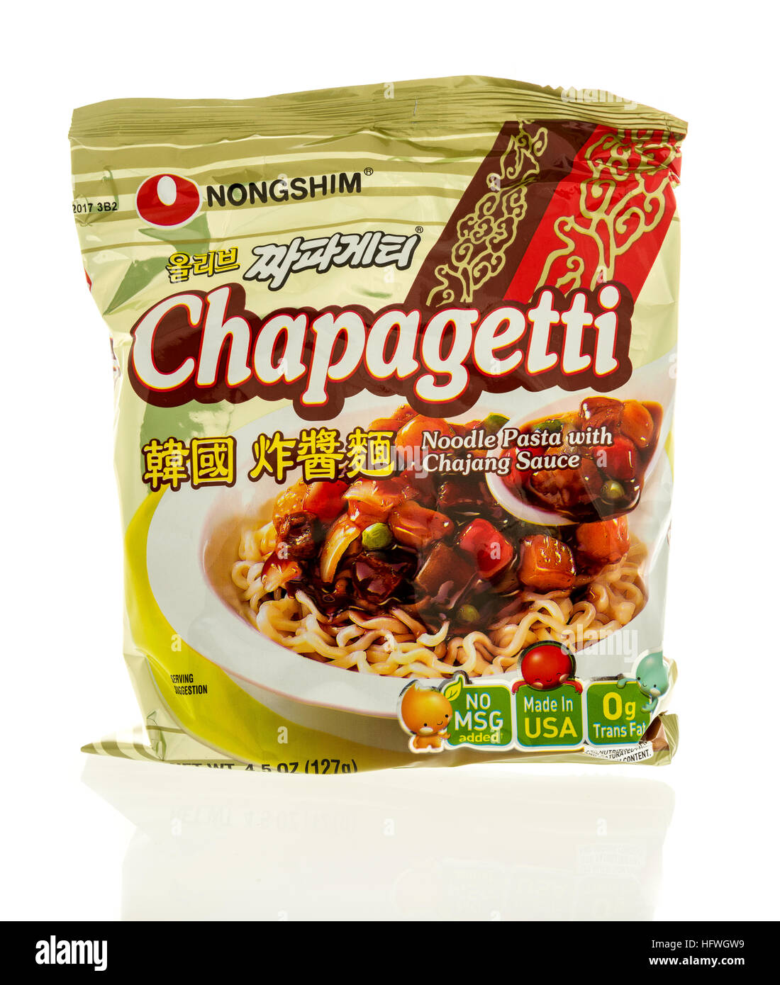 Winneconne, WI - 22 December 2016: Package or Nongshim chapagetti ...