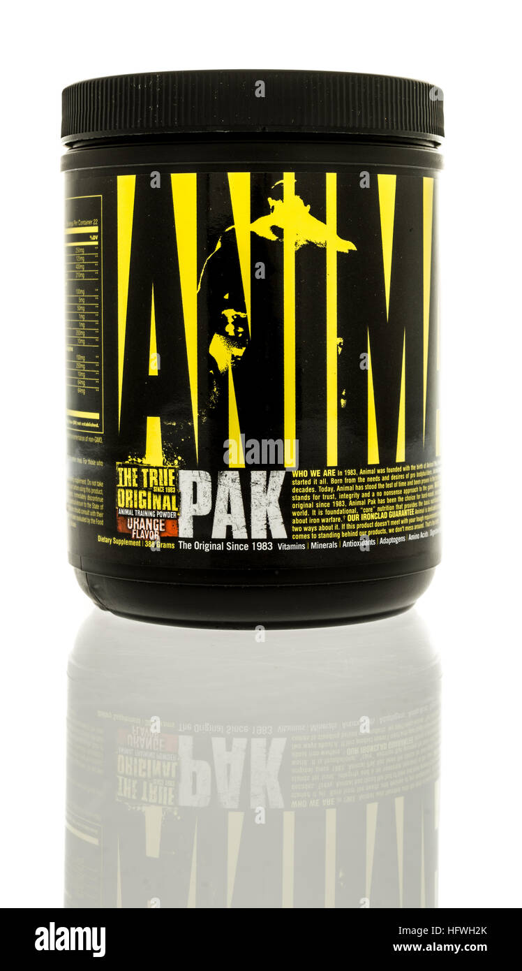 Winneconne, WI - 22 December 2016: Container of Animal Pak original ...