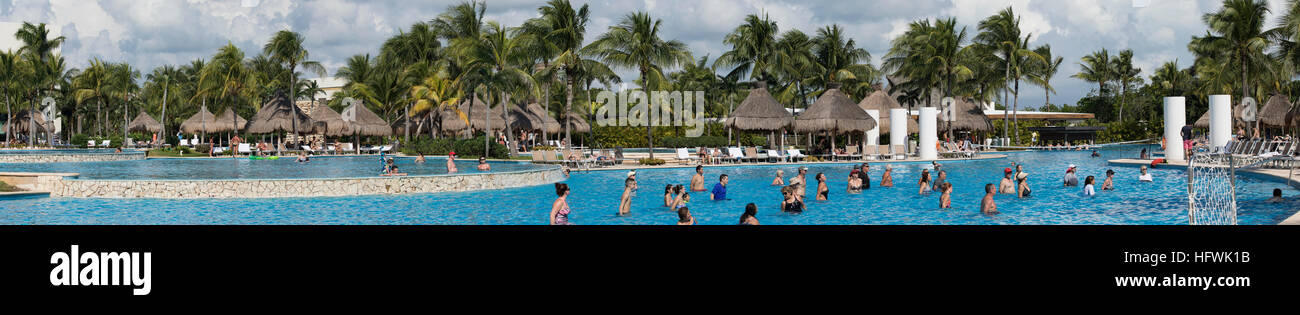 Mexico fun exercise recreation swimming pool. Luxury resort on Mexican ...