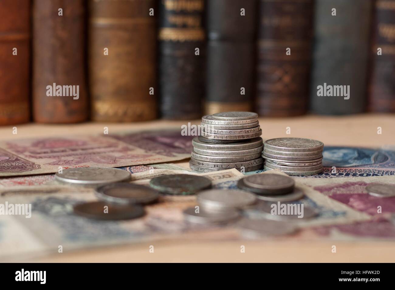 The old coins and banknotes Stock Photo - Alamy