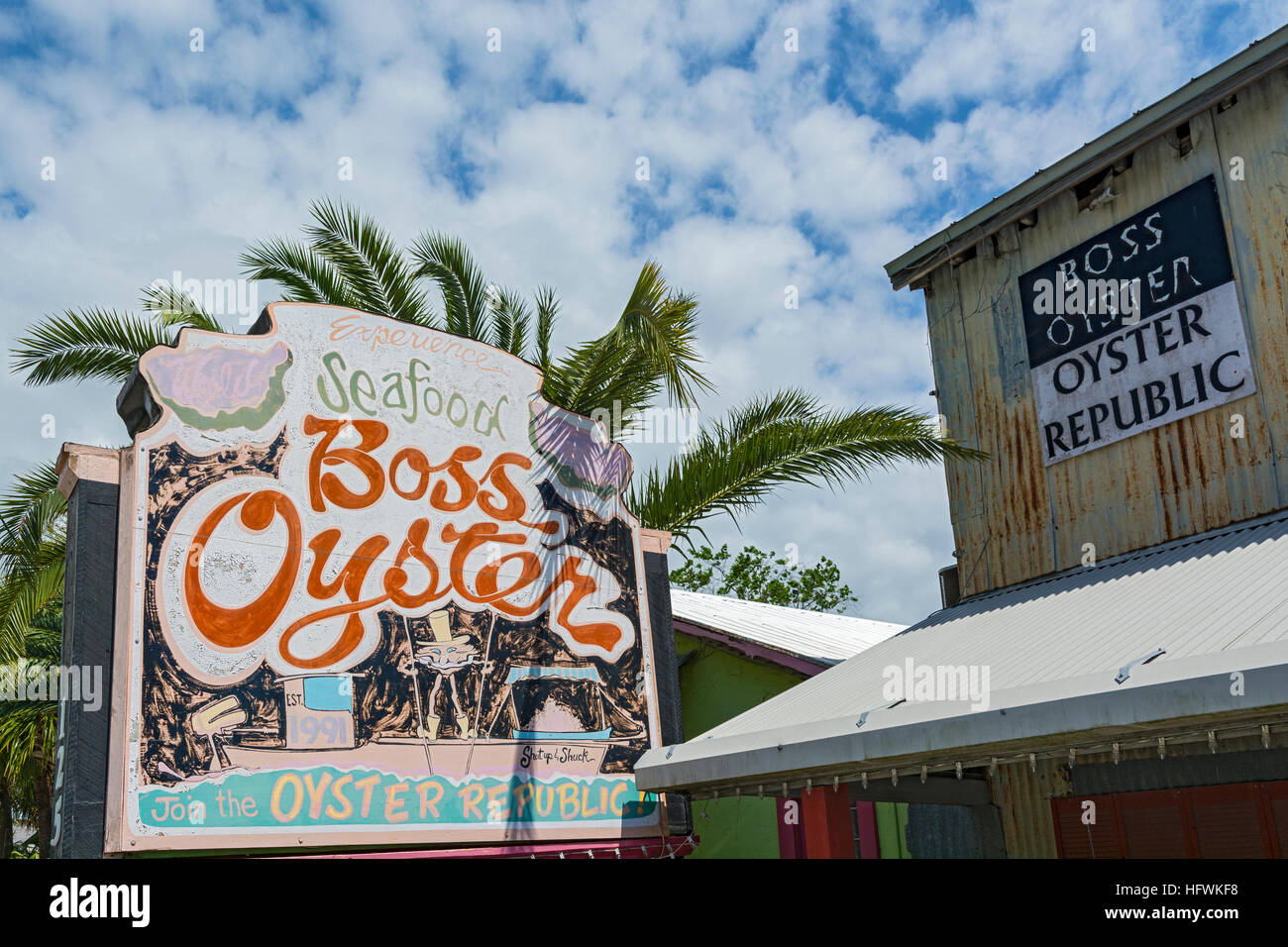 Florida, Apalachicola, Boss Oyster restaurant Stock Photo - Alamy