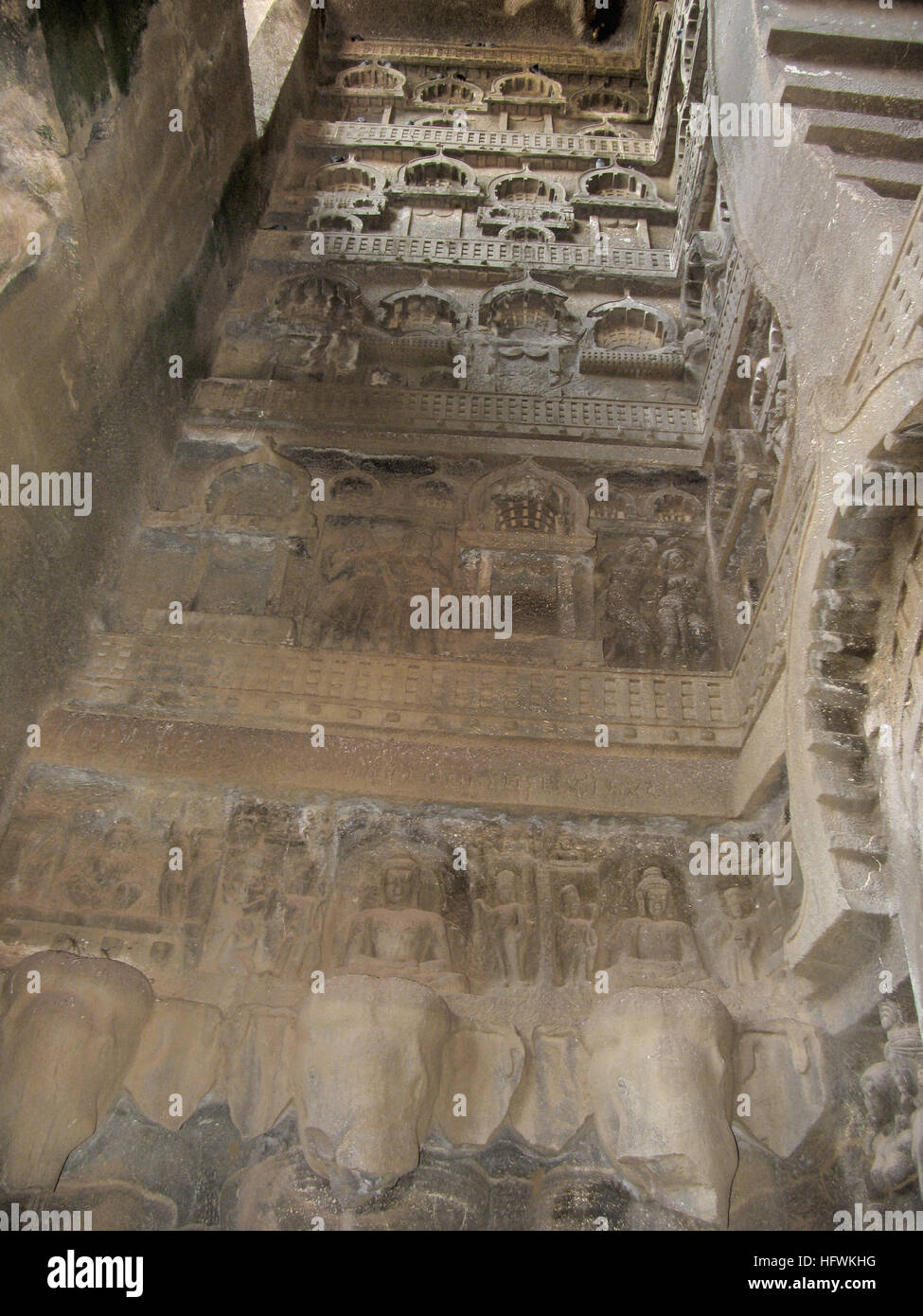 Elephant structure with three huge elephants, Karla Caves Pune dist ...