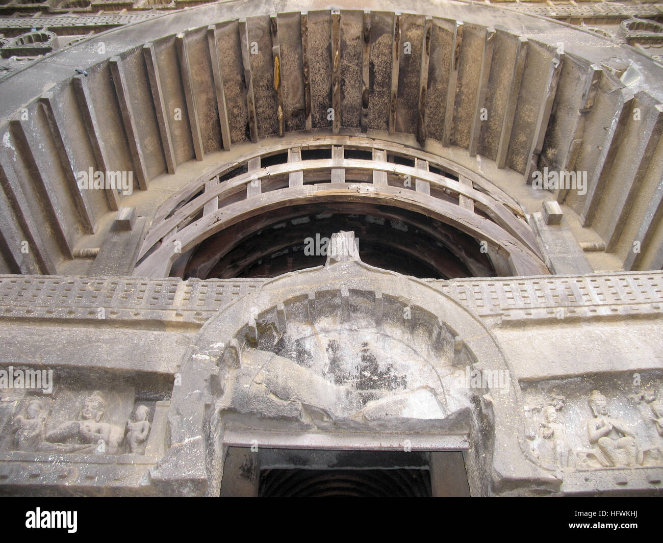 Chaitya facade, Karla Caves Pune dist. Maharashtra, India Stock Photo ...
