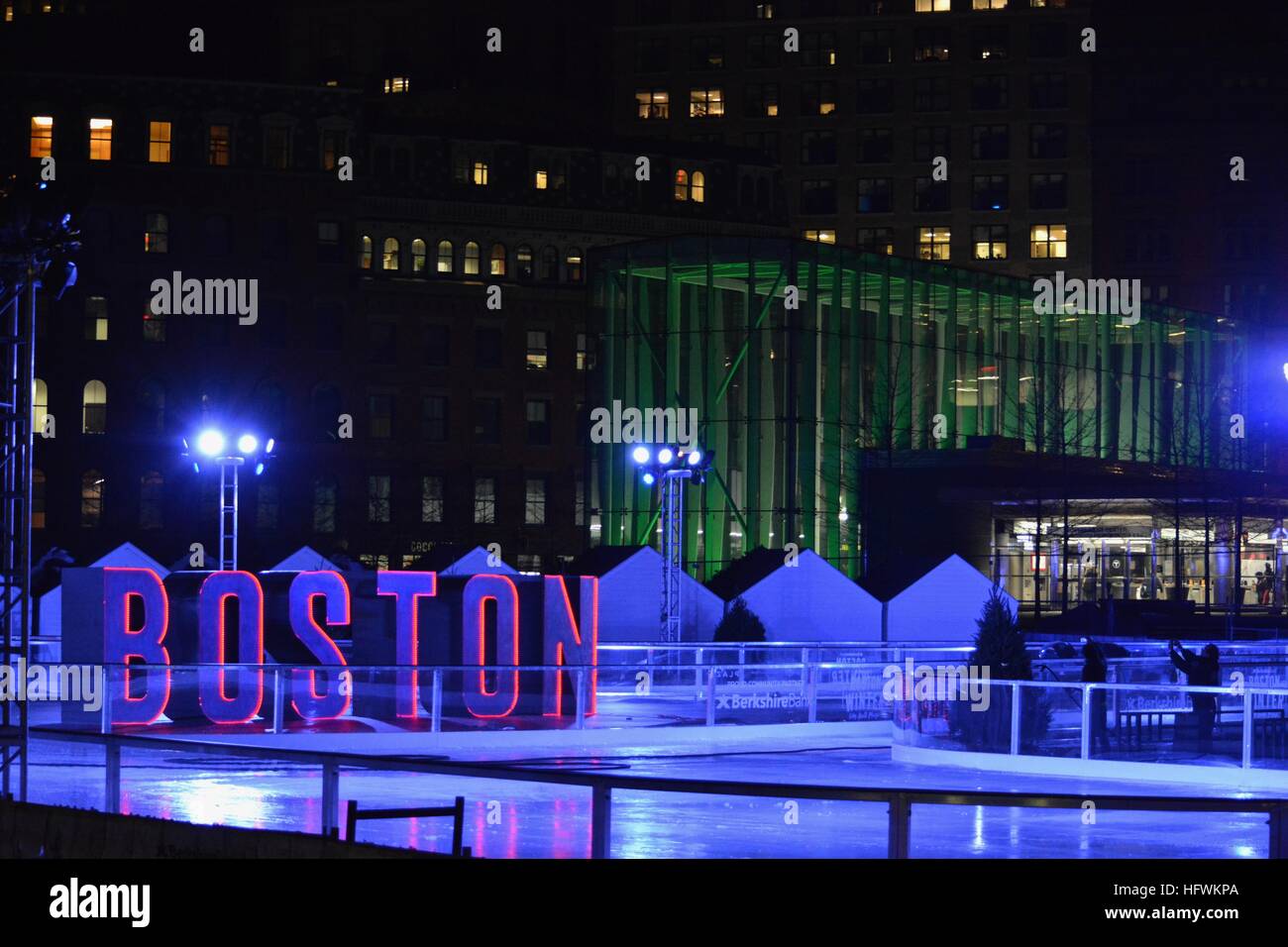 Boston city hall plaza ice skating High Resolution Stock Photography ...