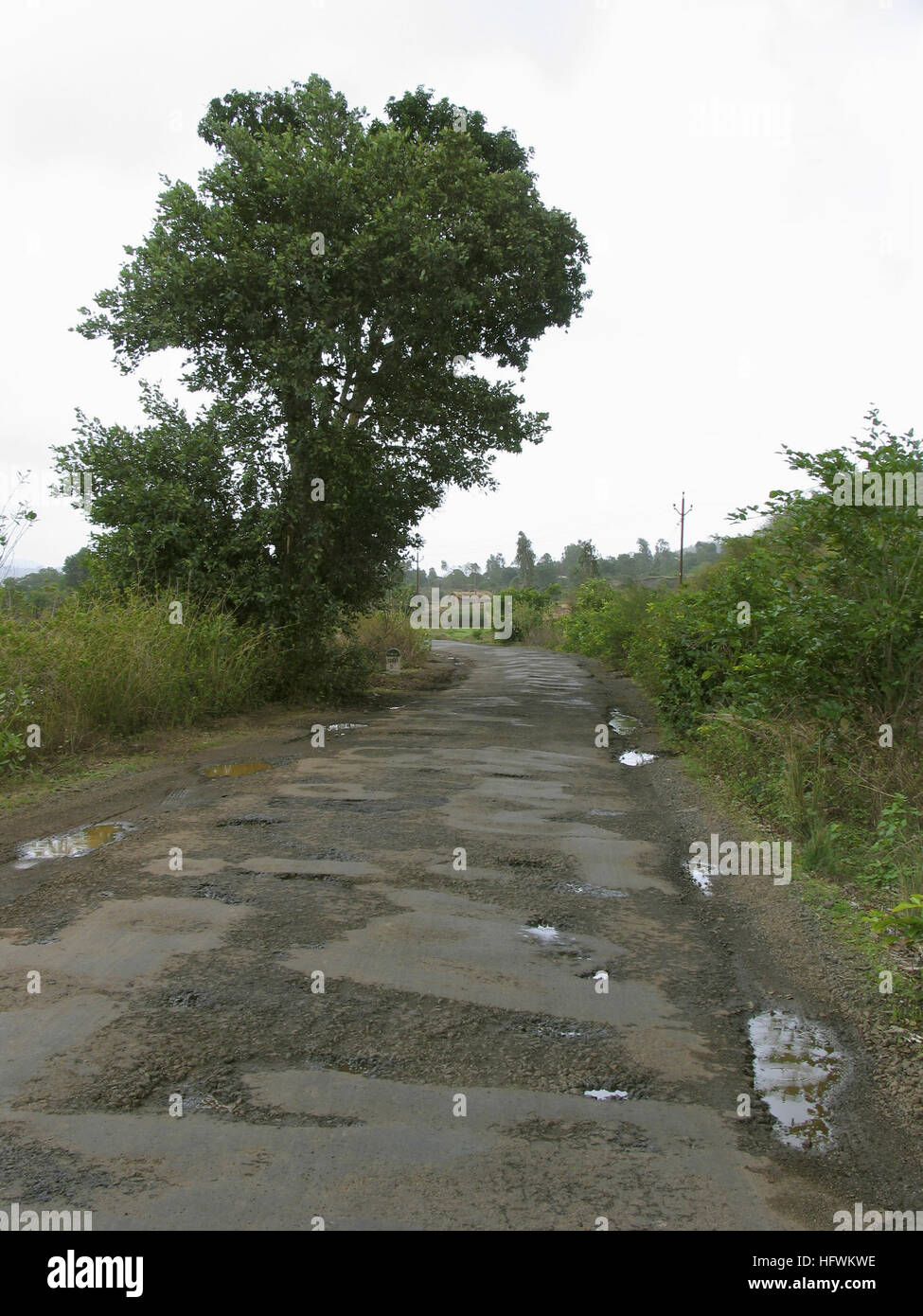 Potholes on a village road Stock Photo - Alamy