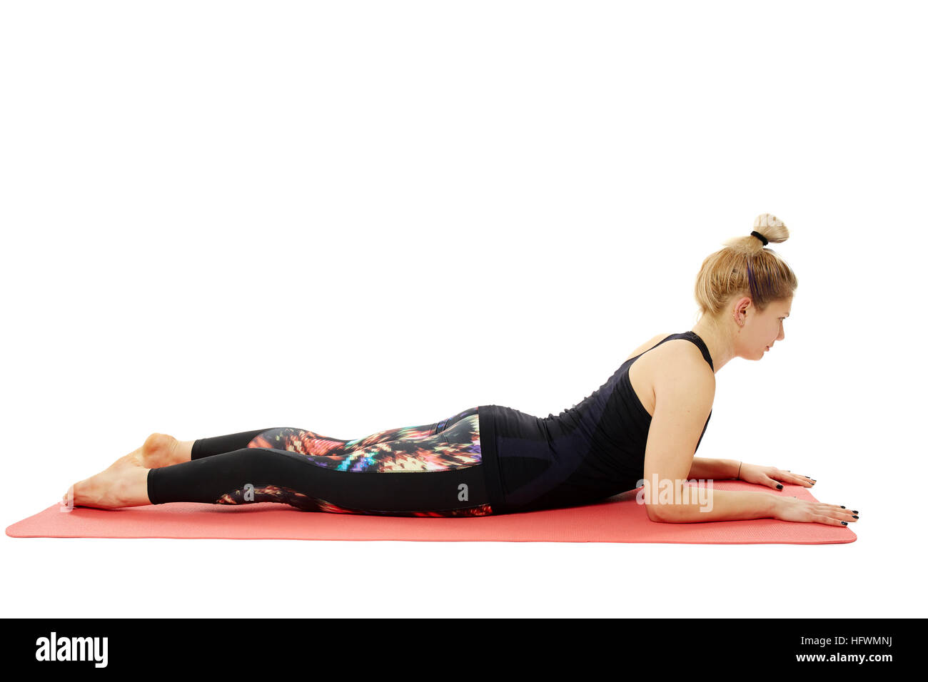 Woman yoga teacher in various poses (asana) isolated on white ...