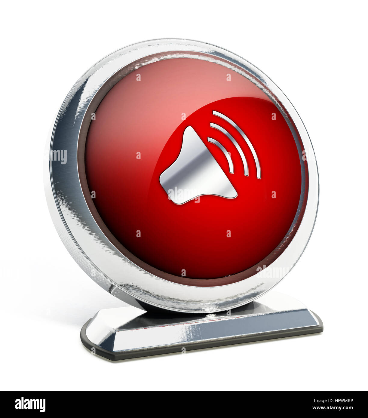 Glossy red button with speaker symbol. 3D illustration Stock Photo - Alamy